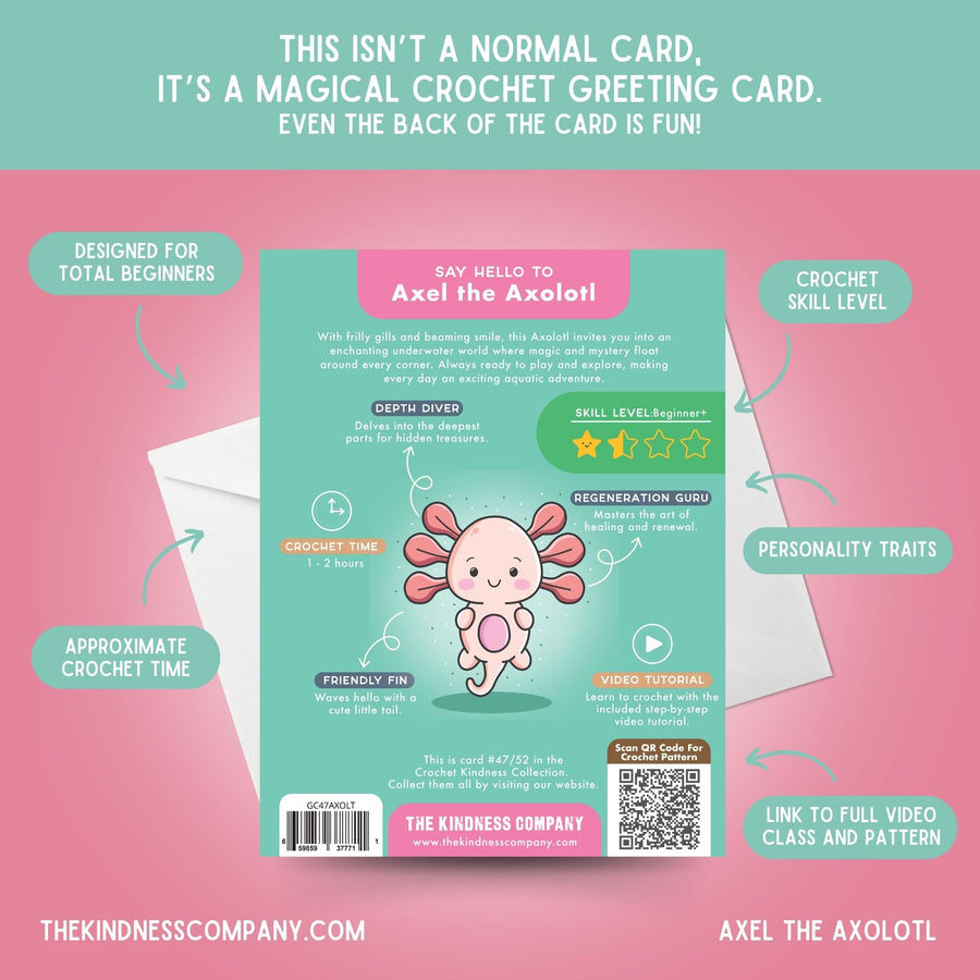 Axolotl Crochet Pattern & Matching Card: "Thank You" – The Kindness Company