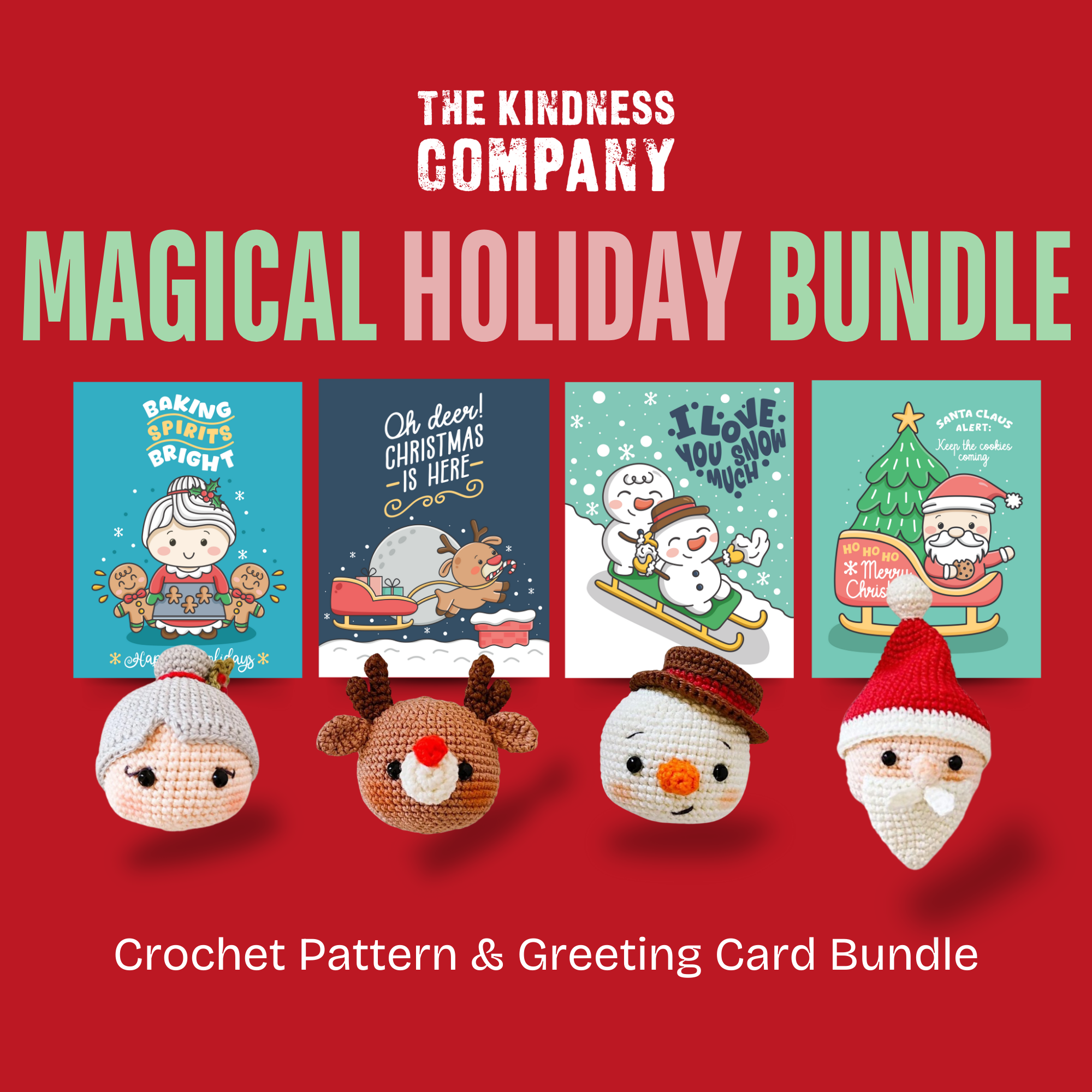 4 Magical Crochet Greeting Cards & Patterns Holiday Bundle – The ...