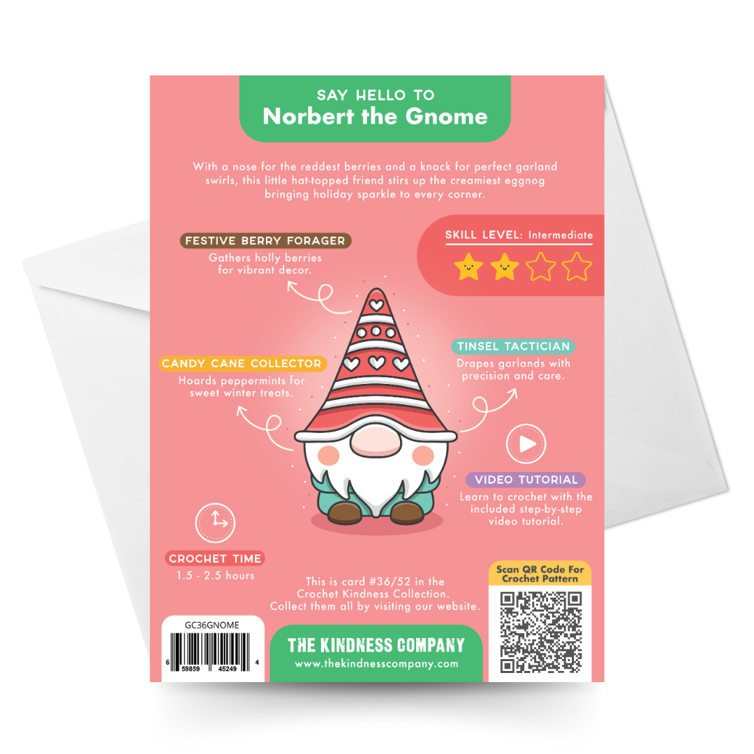 Norbert The Gnome Crochet Pattern & Greeting Card – Crafting Superpowers
