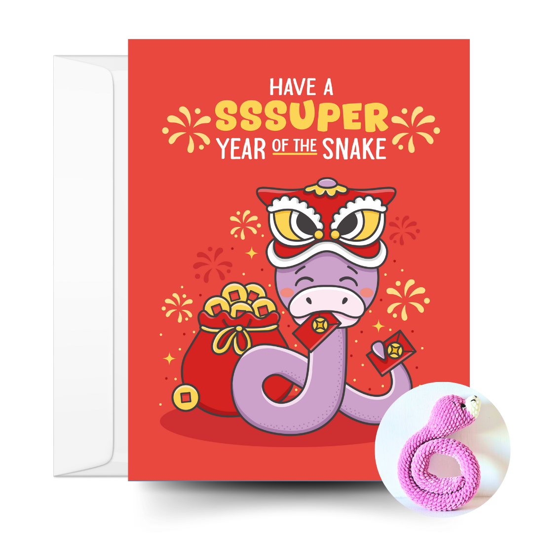 Snake Crochet Pattern & Matching Card: "Have A Sssuper Year Of The Sna ...