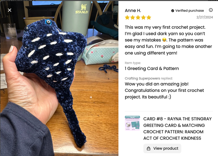 (Limit 1 Per Customer Please) Rayna The Stingray Crochet Pattern & Mat ...